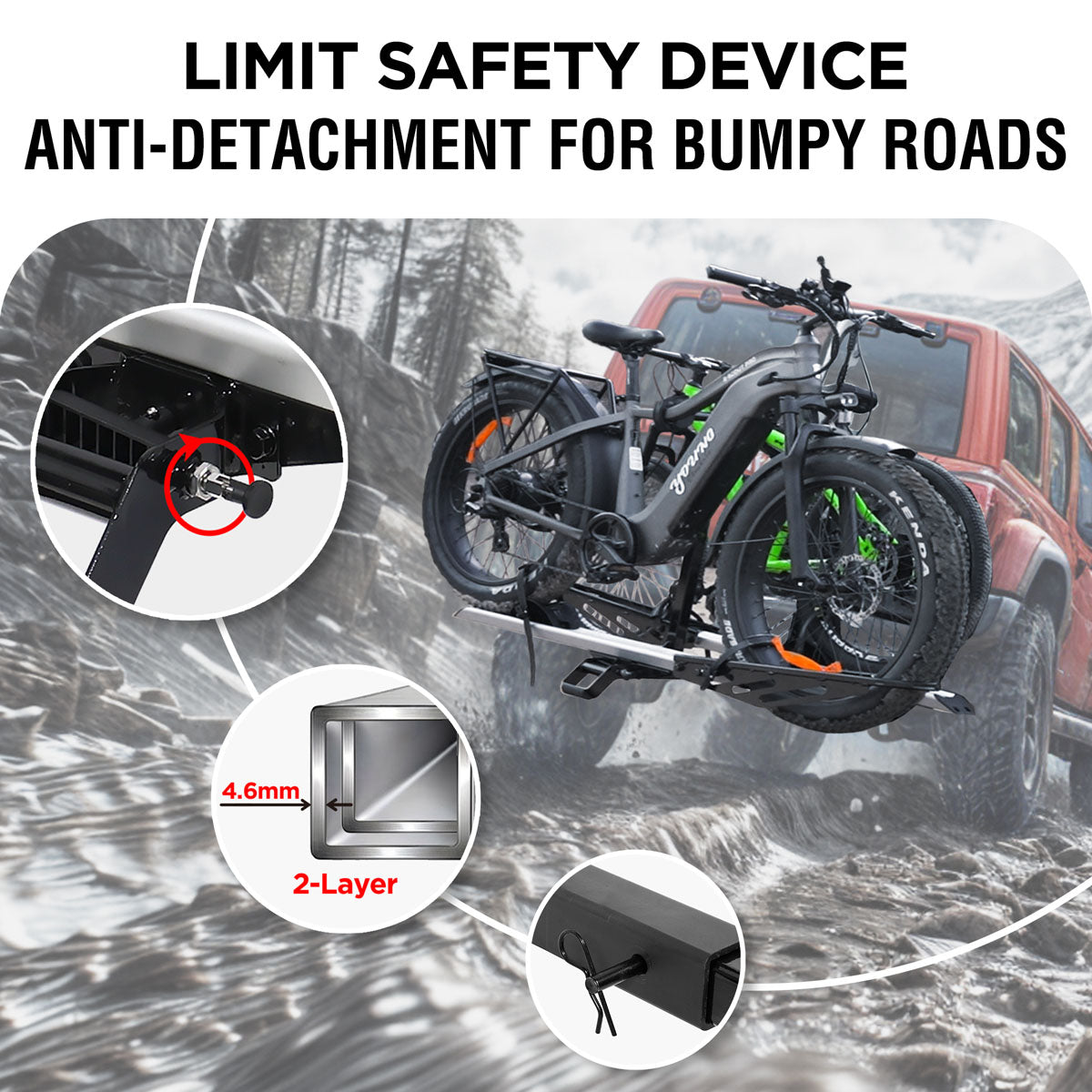 2-Bike E-bike Hitch Rack, EZ-FOLD Fat Tire Electric Bike Carrier, 200 ...