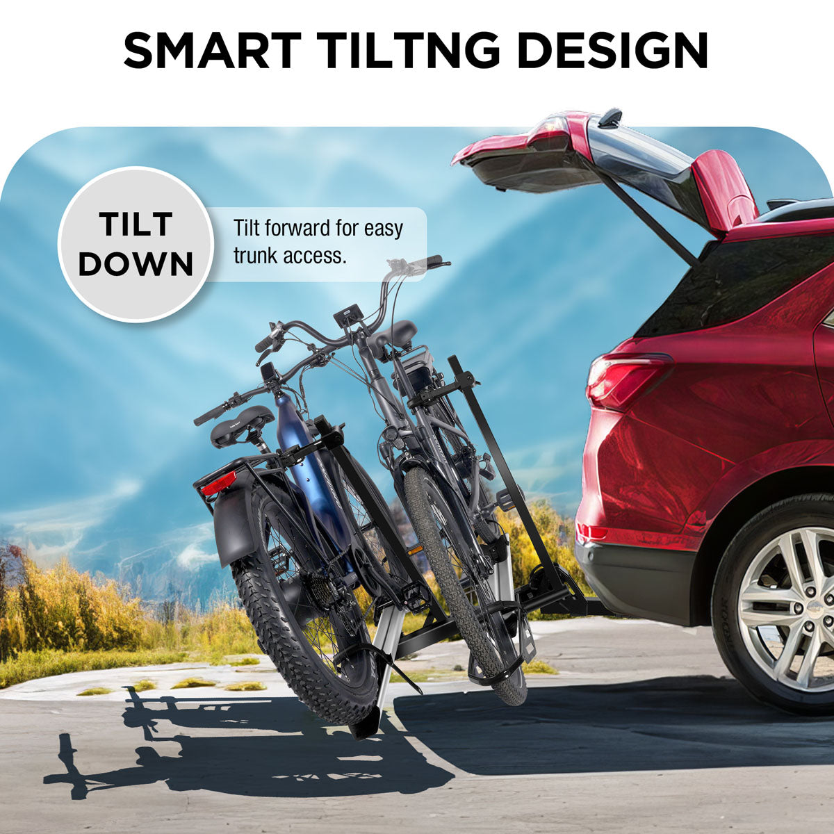 2-Bike E-bike Hitch Rack, EZ-FOLD Fat Tire Electric Bike Carrier, 200 ...