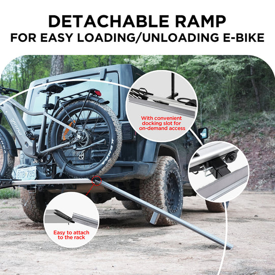 1-Bike Hitch E-bike Rack with Ramp, Lightweight Single Electric Bike C ...