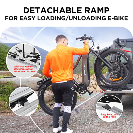 2-Bike Hitch E-bike Rack with Ramp, Fat Tire Electric Bike Carrier, 20 ...