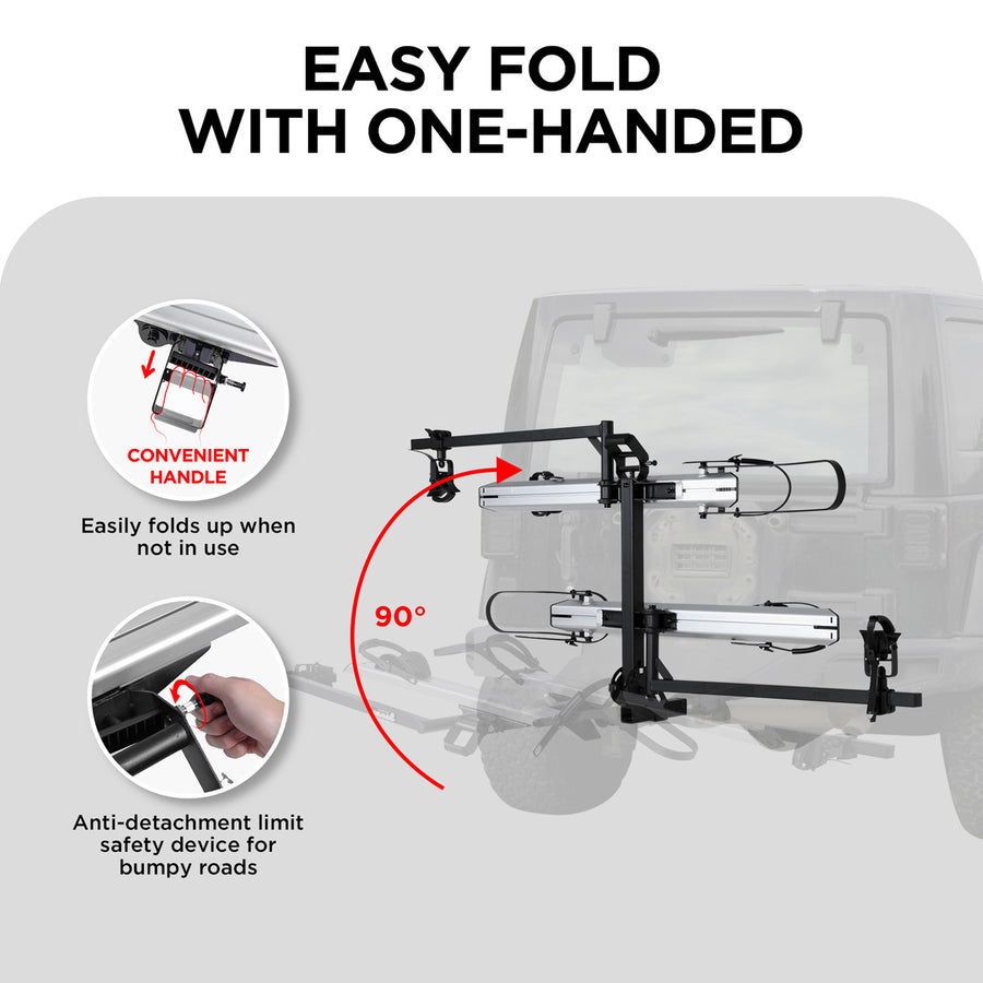 2-Bike Hitch Electric Bike Rack, Folding Fat Tire E-Bike Carrier, 200 ...