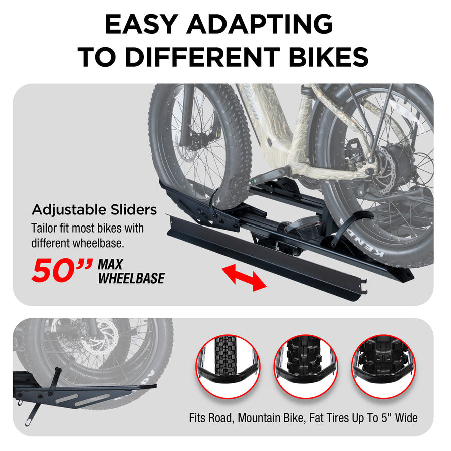 3-Bike Hitch E-bike Rack with Ramp, Fat Tire Electric Bike Carrier, 25 ...