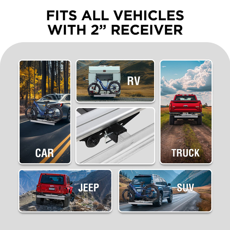 2-Bike Hitch E-bike Rack with Ramp, Fat Tire Electric Bike Carrier, 20 ...