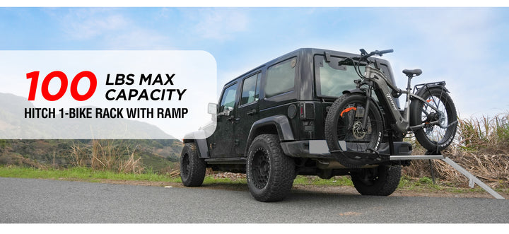 1-Bike Hitch E-bike Rack with Ramp, Lightweight Single Electric Bike C ...