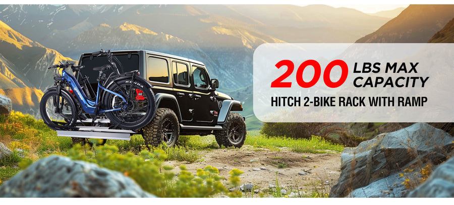 2-Bike Hitch E-bike Rack with Ramp, Fat Tire Electric Bike Carrier, 20 ...