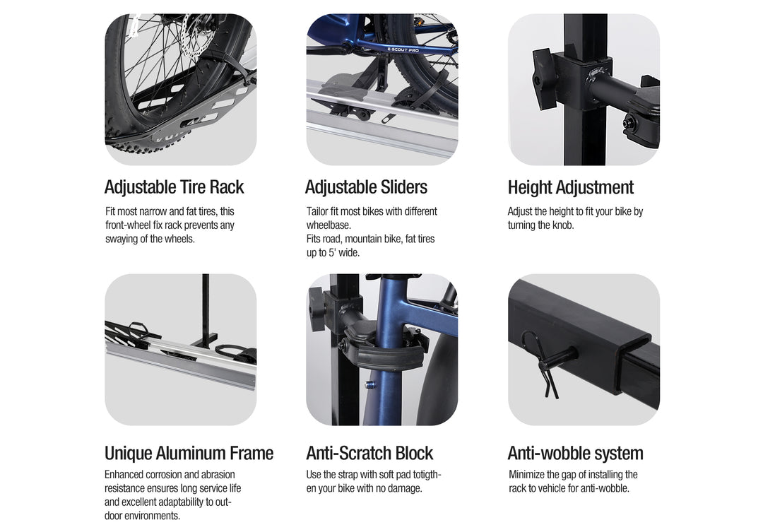 1-Bike Hitch E-bike Rack with Ramp, Lightweight Single Electric Bike C ...