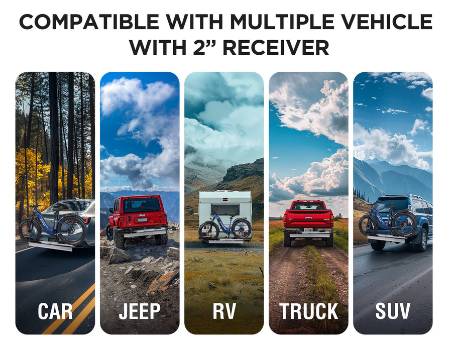 1-Bike Hitch E-bike Rack with Ramp, Lightweight Single Electric Bike C ...