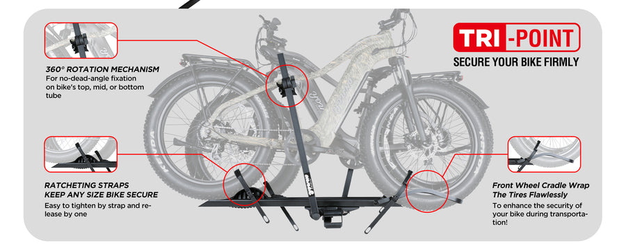 2-Bike Hitch Electric Bike Rack with Ramp, Folding Fat Tire E-Bike Car ...