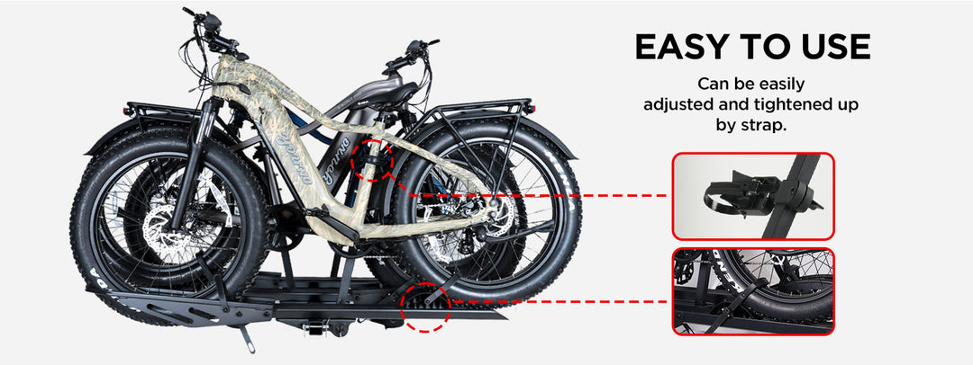 3-Bike Hitch E-bike Rack with Ramp, Fat Tire Electric Bike Carrier, 25 ...