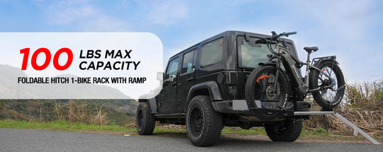 Foldable 1-Bike Hitch E-bike Rack with Ramp, Folding Single Electric B ...