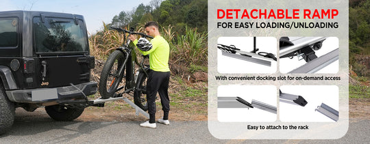 Foldable 1-Bike Hitch E-bike Rack with Ramp, Folding Single Electric B ...